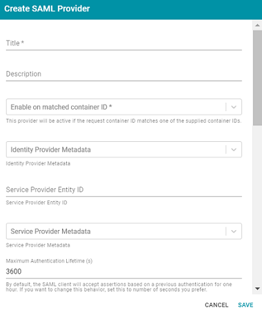 Adding a SAML Provider