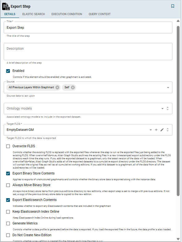 Export Data to an FLDS (Export Step)