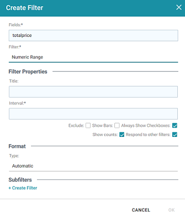 Adding a Numeric Range Filter