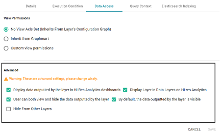 Advanced Data Access Settings